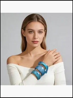 Jewelry | Chunky Acrylic Bangle Bracelets Set Stackable Dainty ...